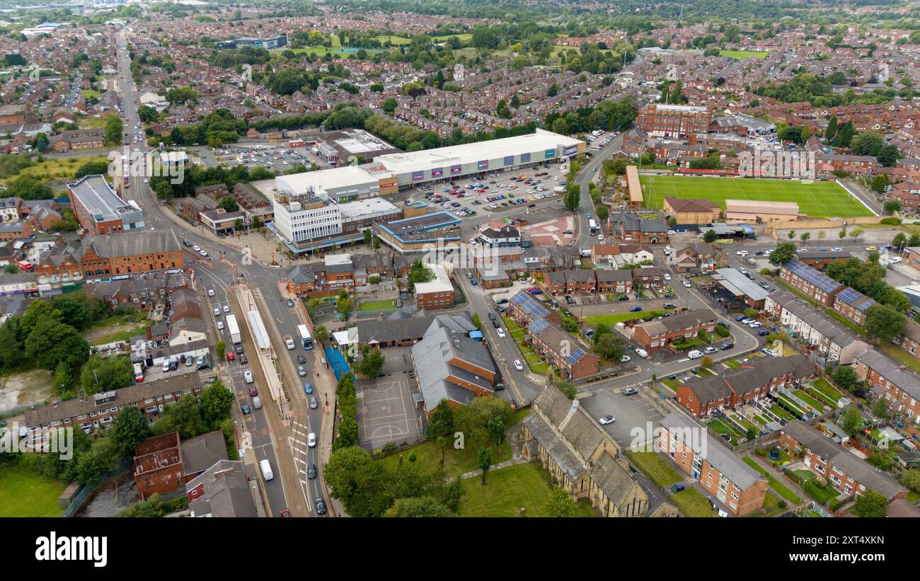Aerial, Tameside, Droylsden town centre Stock Photo - Alamy