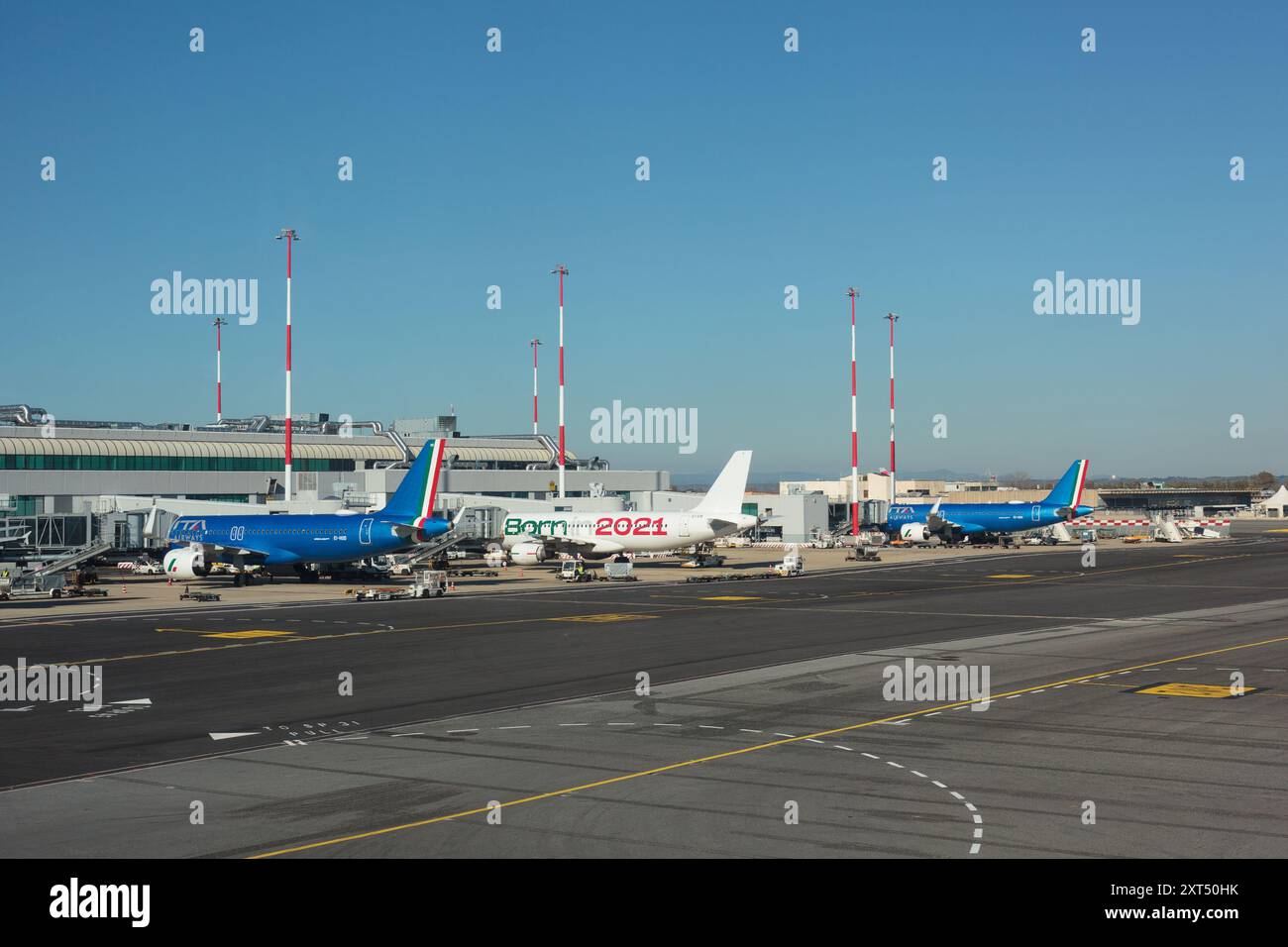 Rome, Italy - January 13, 2024: Ita Airways aircrafts docking at ...