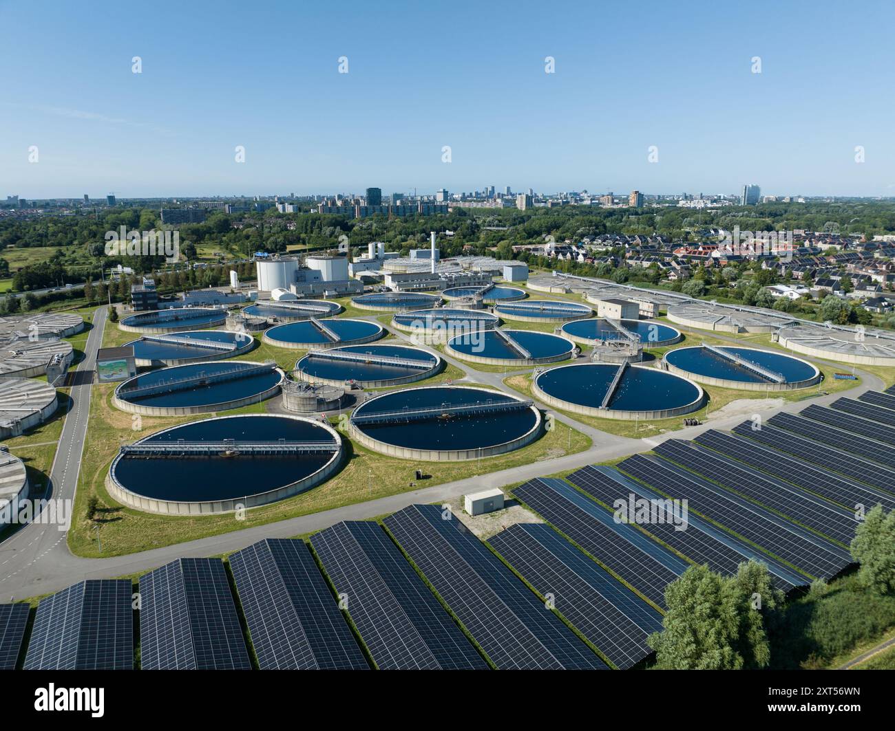 Waste water treatment plant, Harnaschpolder, The Netherlands, aerial ...