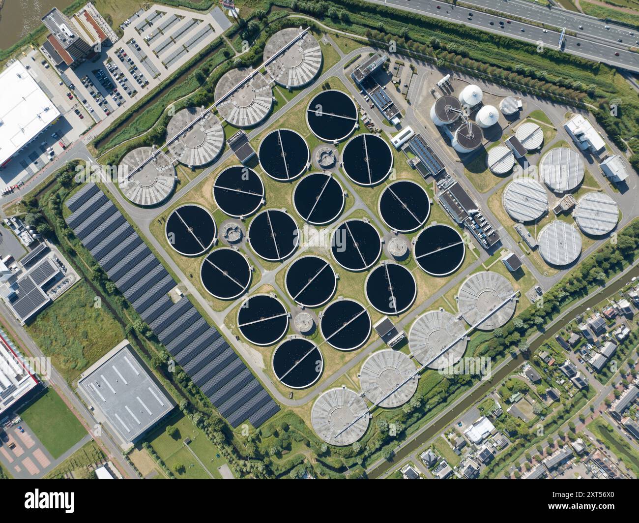Waste water treatment plant, Harnaschpolder, The Netherlands, aerial ...