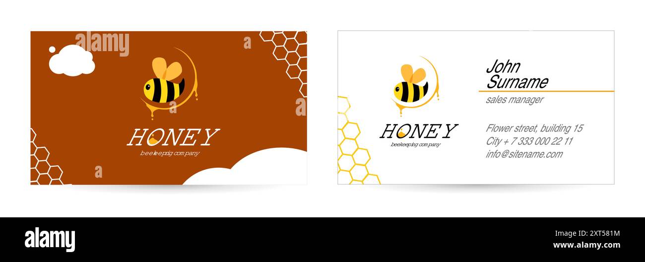 Creative business card for the honey company. Bee logo . Vector ...