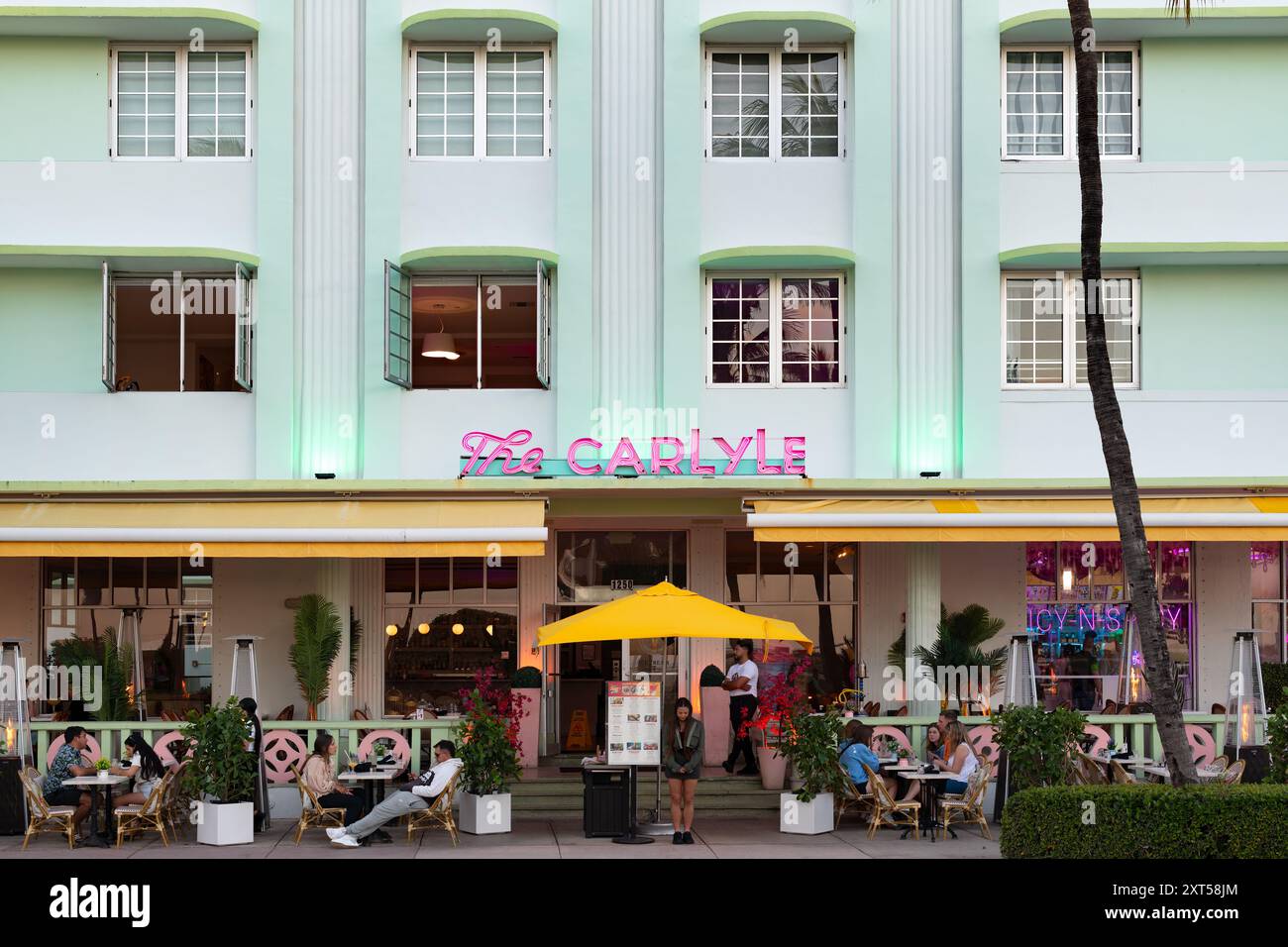 Miami Beach, Florida, United States: A vibrant restaurant features ...