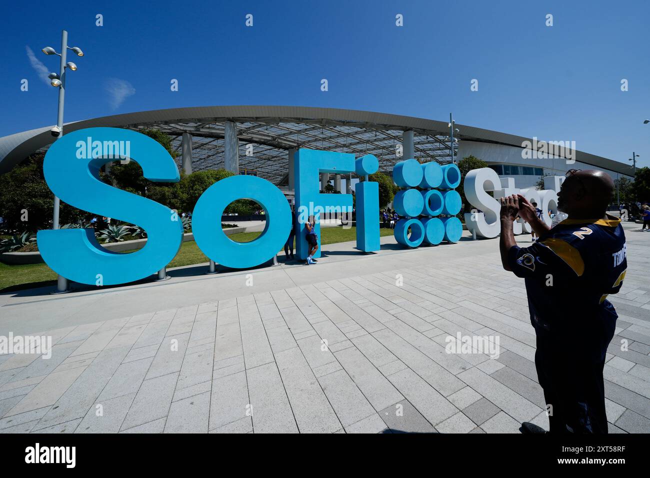 Los Angeles Rams fans with SoFi Stadium logo during the first half of a ...