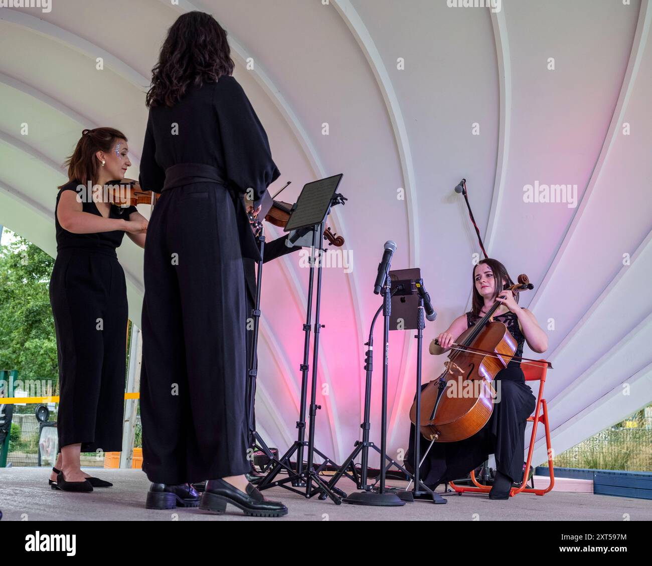 London, UK. 13 August 2024. The City String Ensemble perform Taylor ...