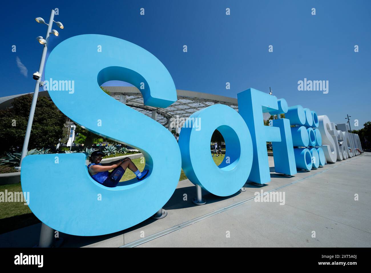 Los Angeles Rams fans with SoFi Stadium logo during the first half of a ...