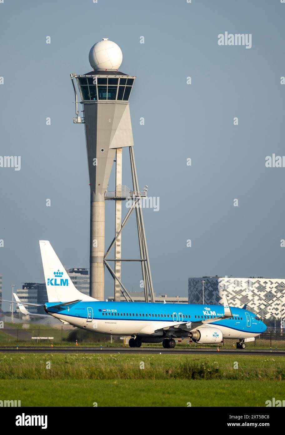 KLM airplane after landing at Amsterdam Schiphol Airport, Polderbaan ...