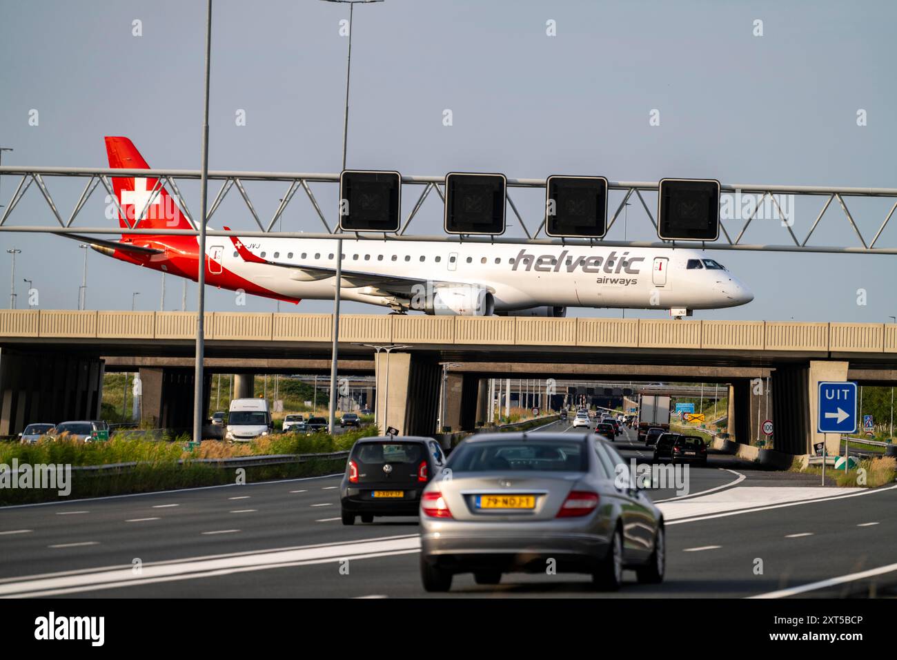 Amsterdam Schiphol Airport, Helvetic Airways Embraer ERJ-195, aircraft ...