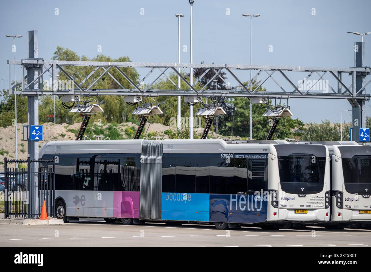 Fast charging station for electric buses at Amsterdam Schiphol Airport ...