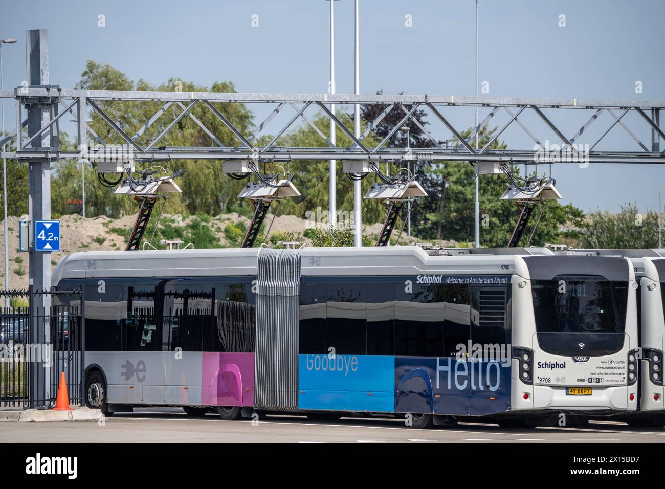 Fast charging station for electric buses at Amsterdam Schiphol Airport ...