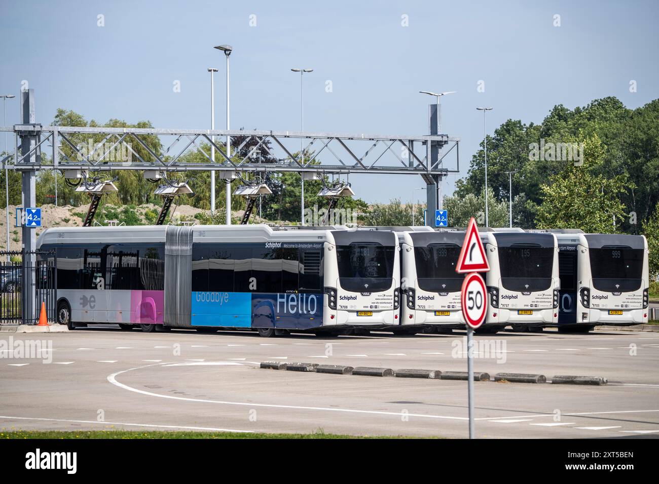 Fast charging station for electric buses at Amsterdam Schiphol Airport ...