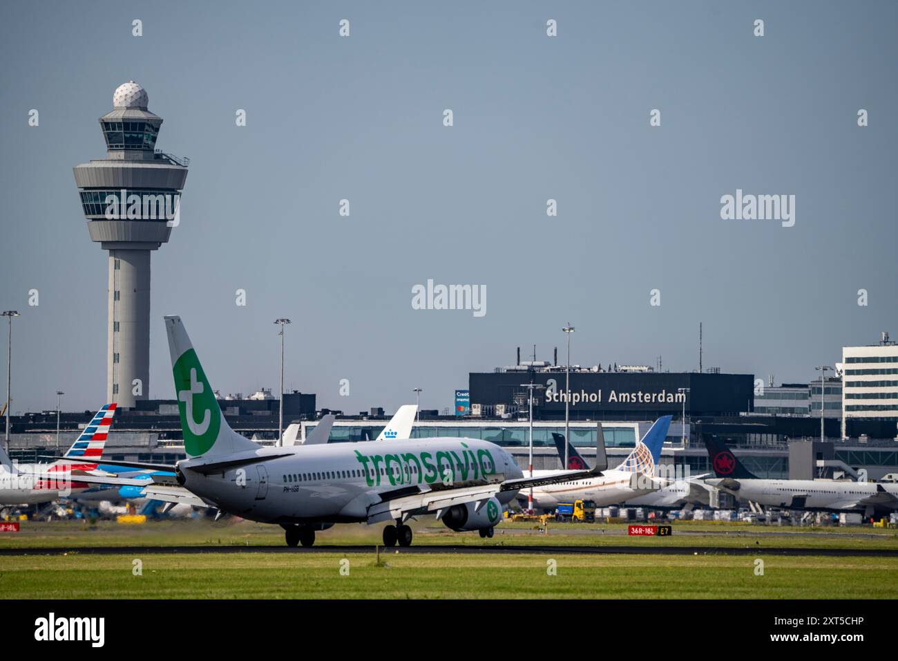 Transavia Boeing 737-800, aircraft landing at Amsterdam Schiphol ...