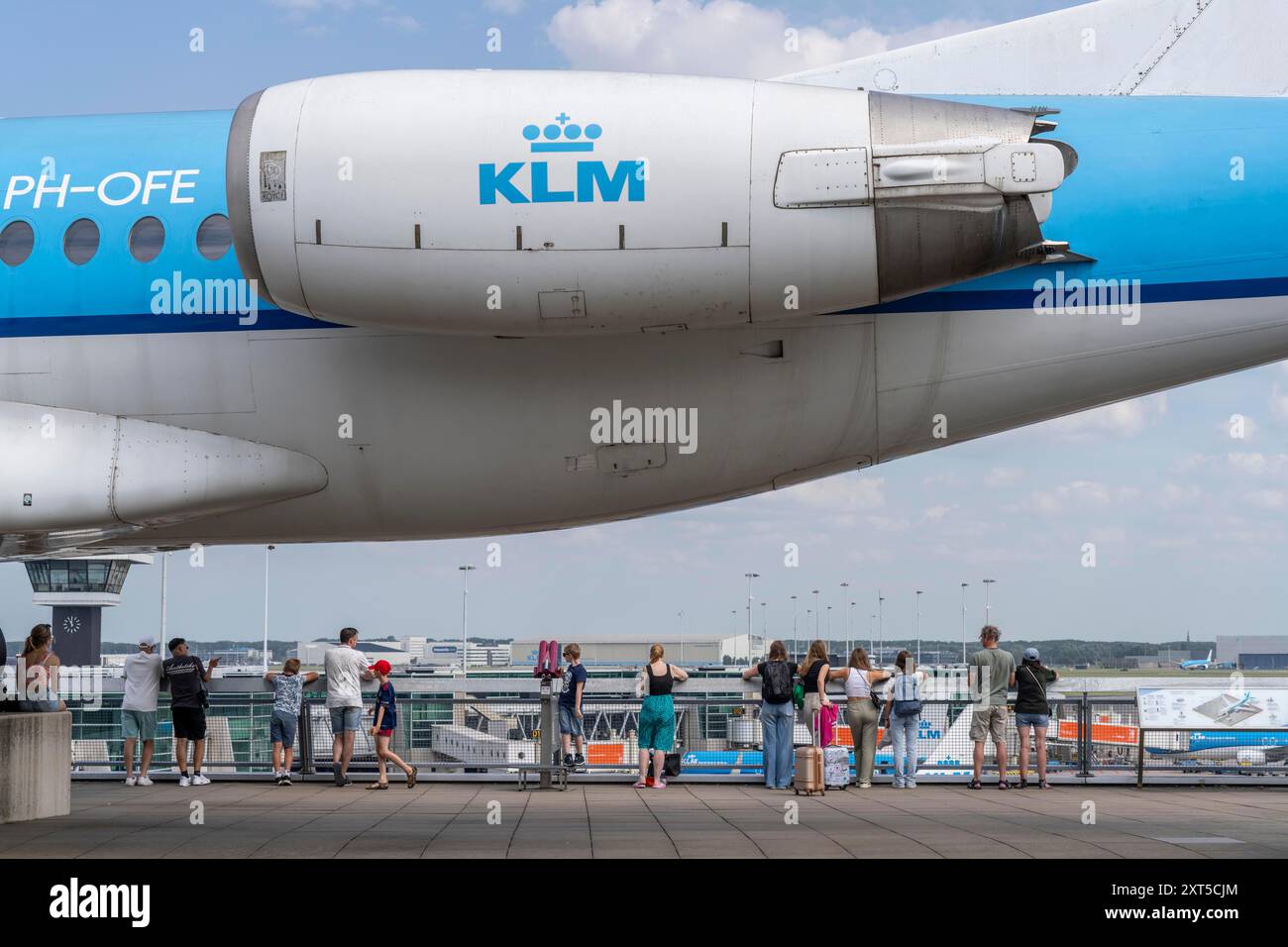 Amsterdam Schiphol Airport, visitor terrace, old Fokker airplane ...