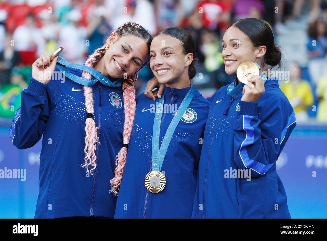 Paris, France. 10th Aug, 2024. (L-R) Trinity Rodman, Mallory Swanson ...