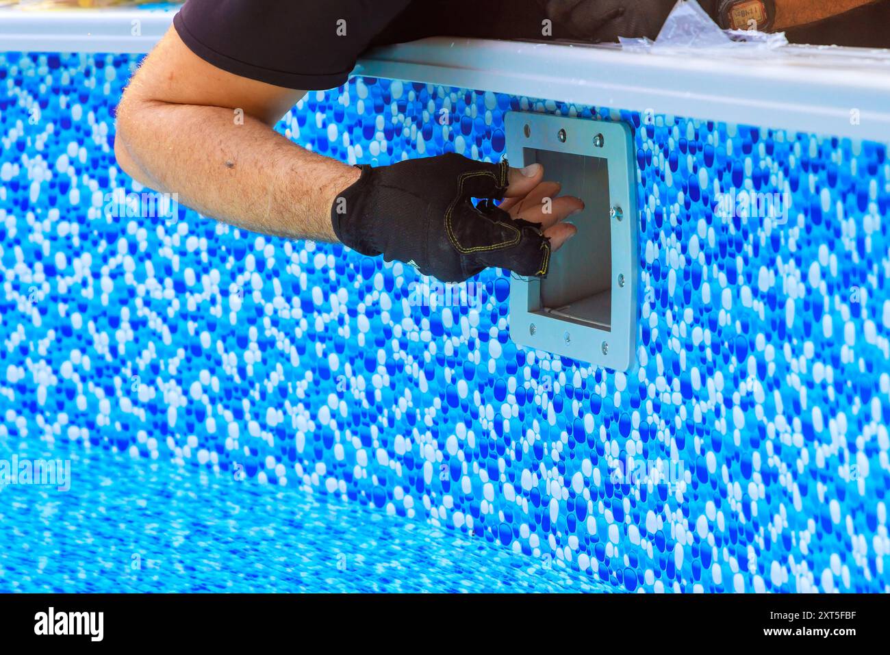 Skimmer basket installed on frame collects dirt trash and is paired ...