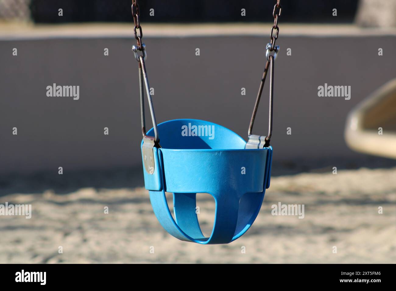 blue playset swing at park Stock Photo - Alamy
