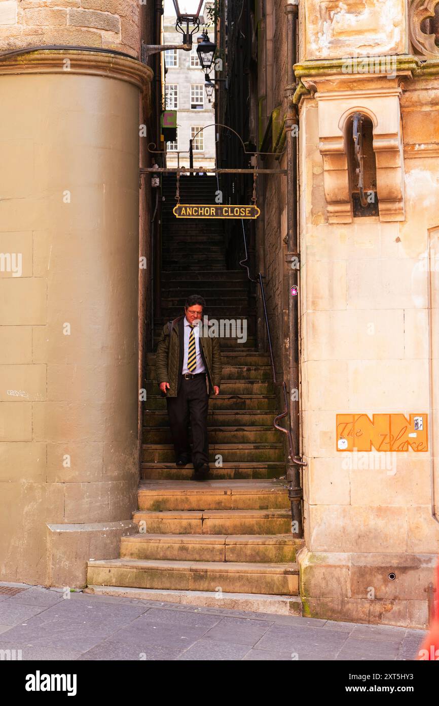 Tourists in Edinburgh taking in views, posing for photos, takin in the ...