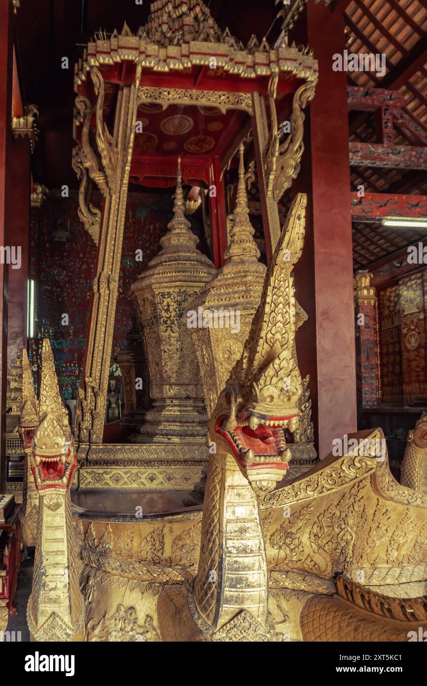 The Naga on the Ceremonial Ship in the Buddhist temple Wat Xieng Thong ...