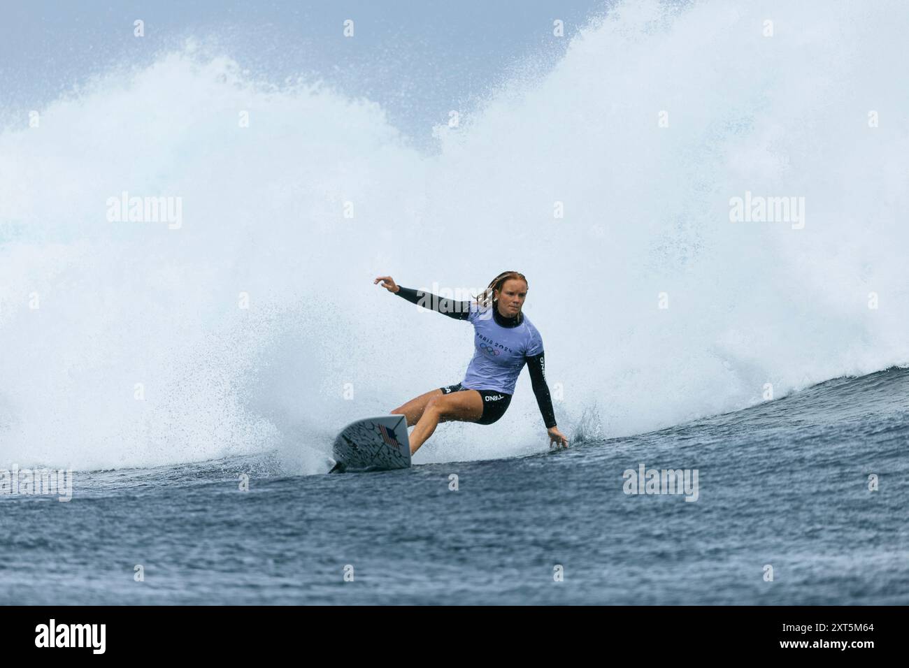 Caitlin Simmers of United States takes part in a surfing training ...