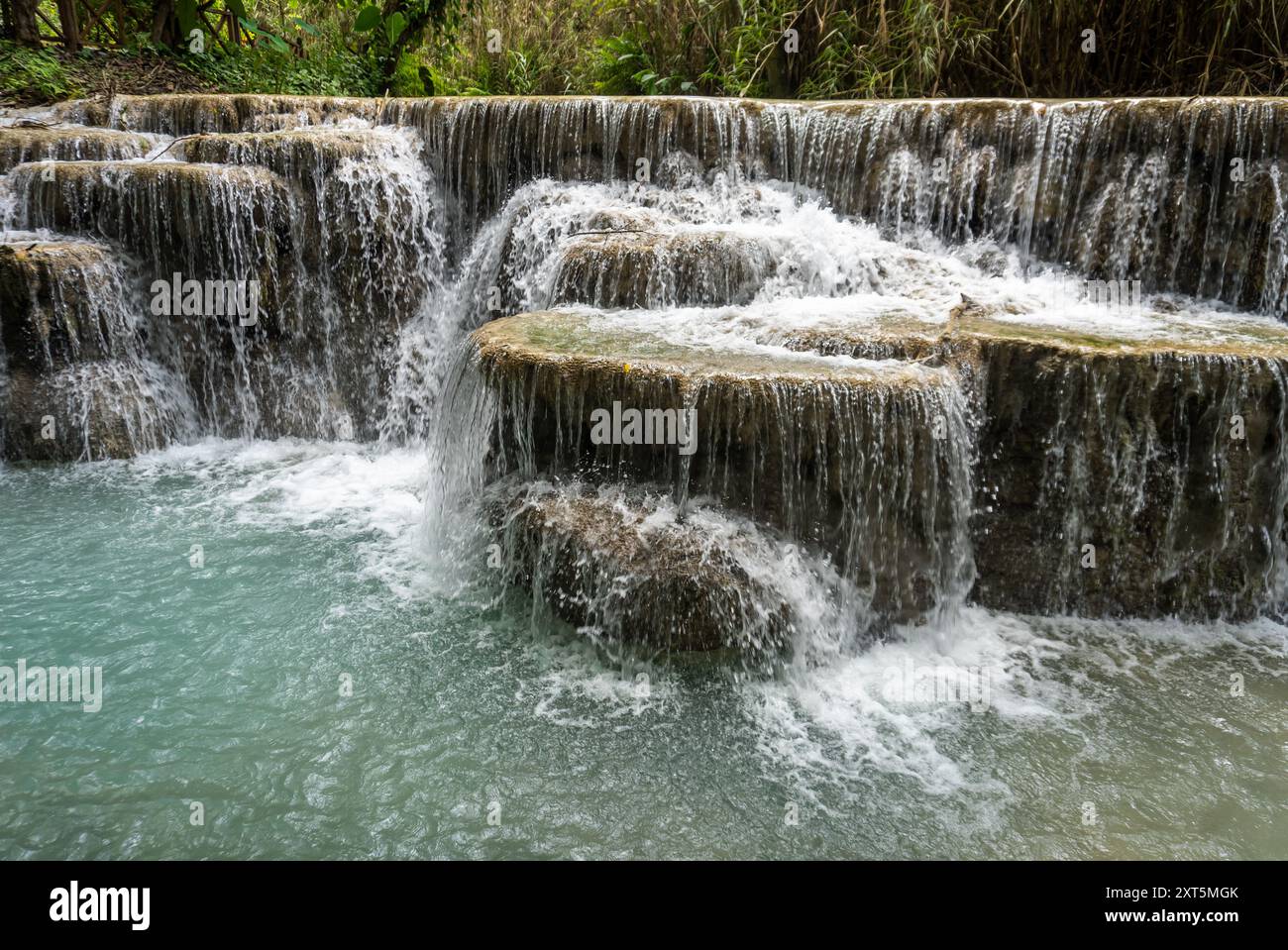 Kuang Si Waterfall in the Tat Kuang Si Park nature reserve in Laos ...