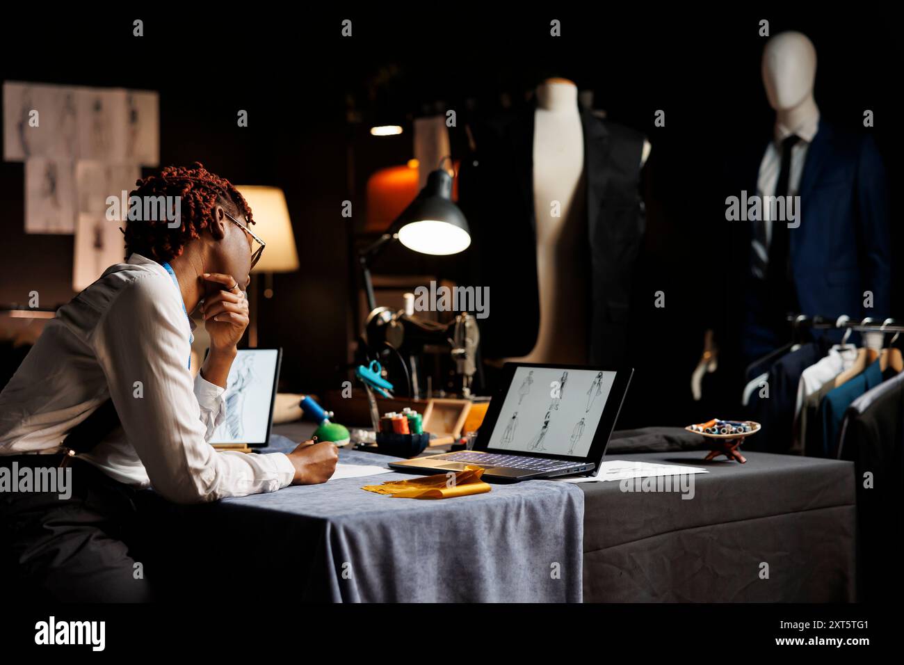 Professional seamstress handdrawing dress designs for upcoming fashion ...