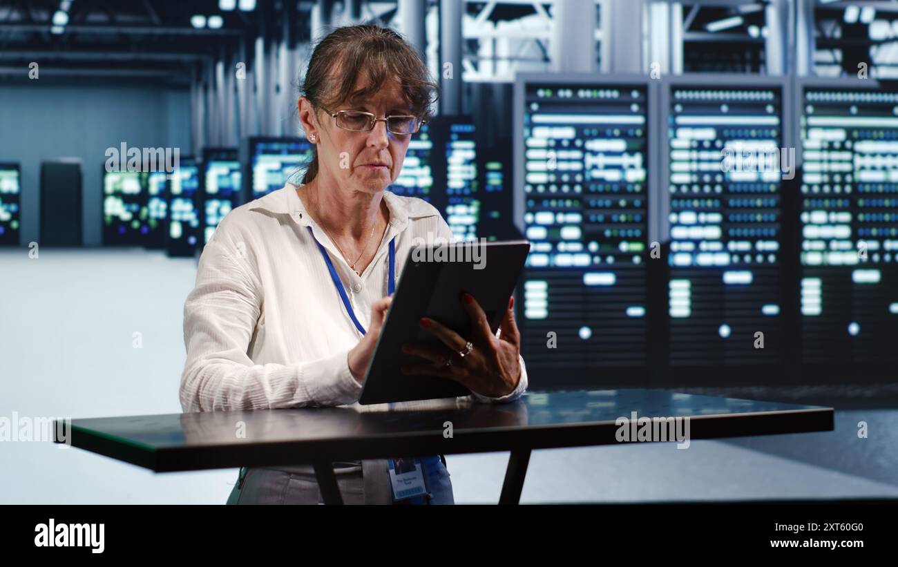 Dilligent inspector overseeing high tech workplace housing GPU ...