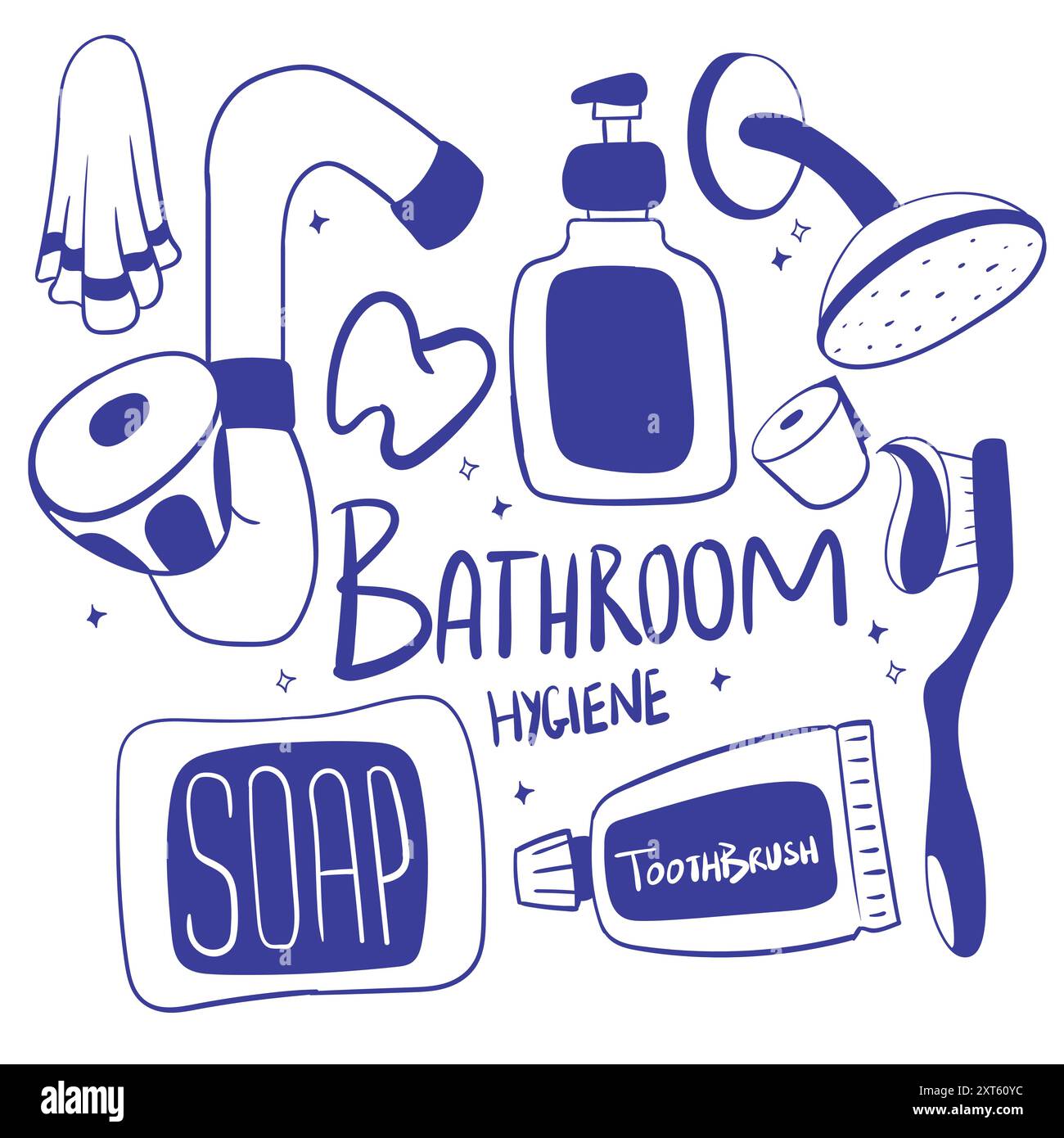Bathroom Scribbles Vector Hand Drawn Bathroom Products Drawing Vector