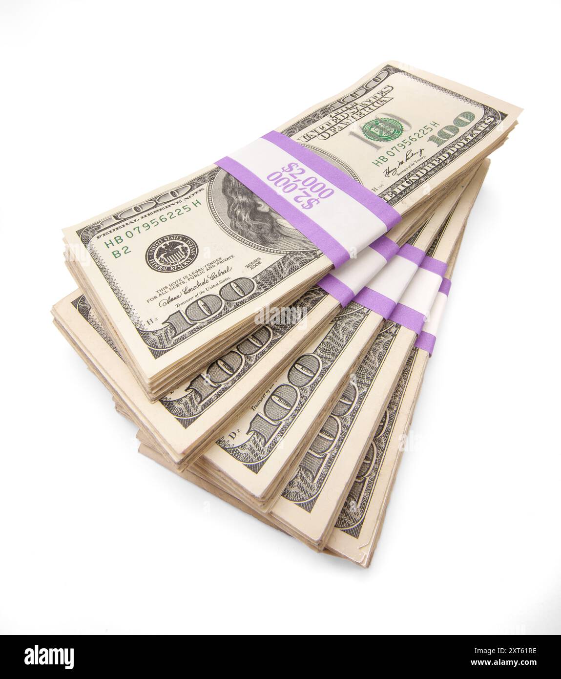 Ten Thousand Dollars in Stacks of One Hundred Dollar Bills Isolated on ...