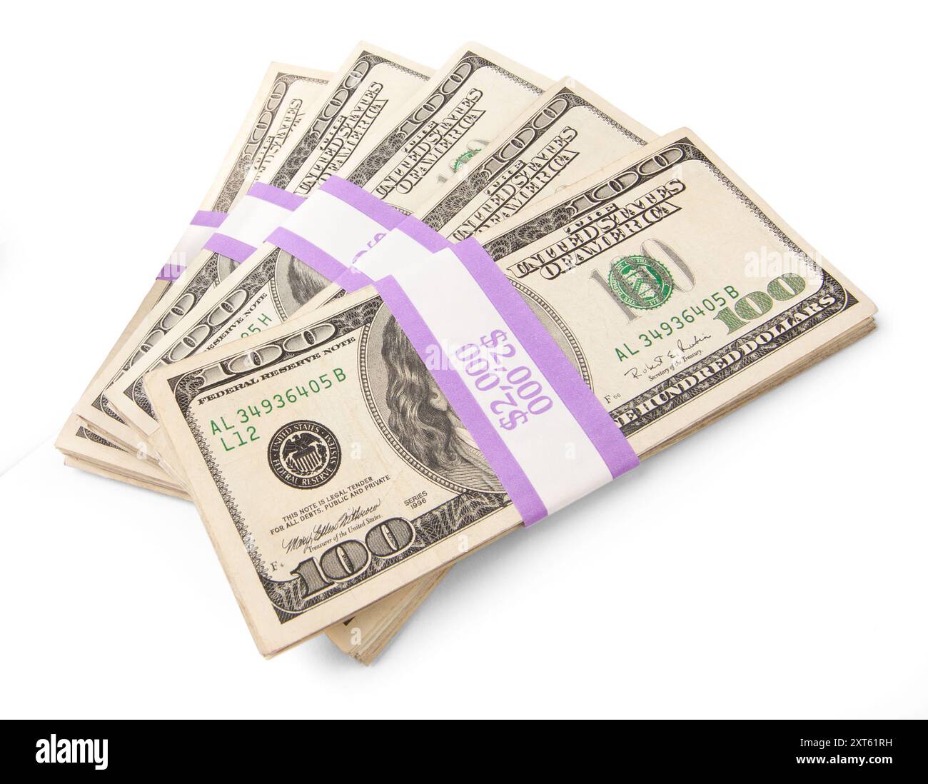 Ten Thousand Dollars in Stacks of One Hundred Dollar Bills Isolated on ...