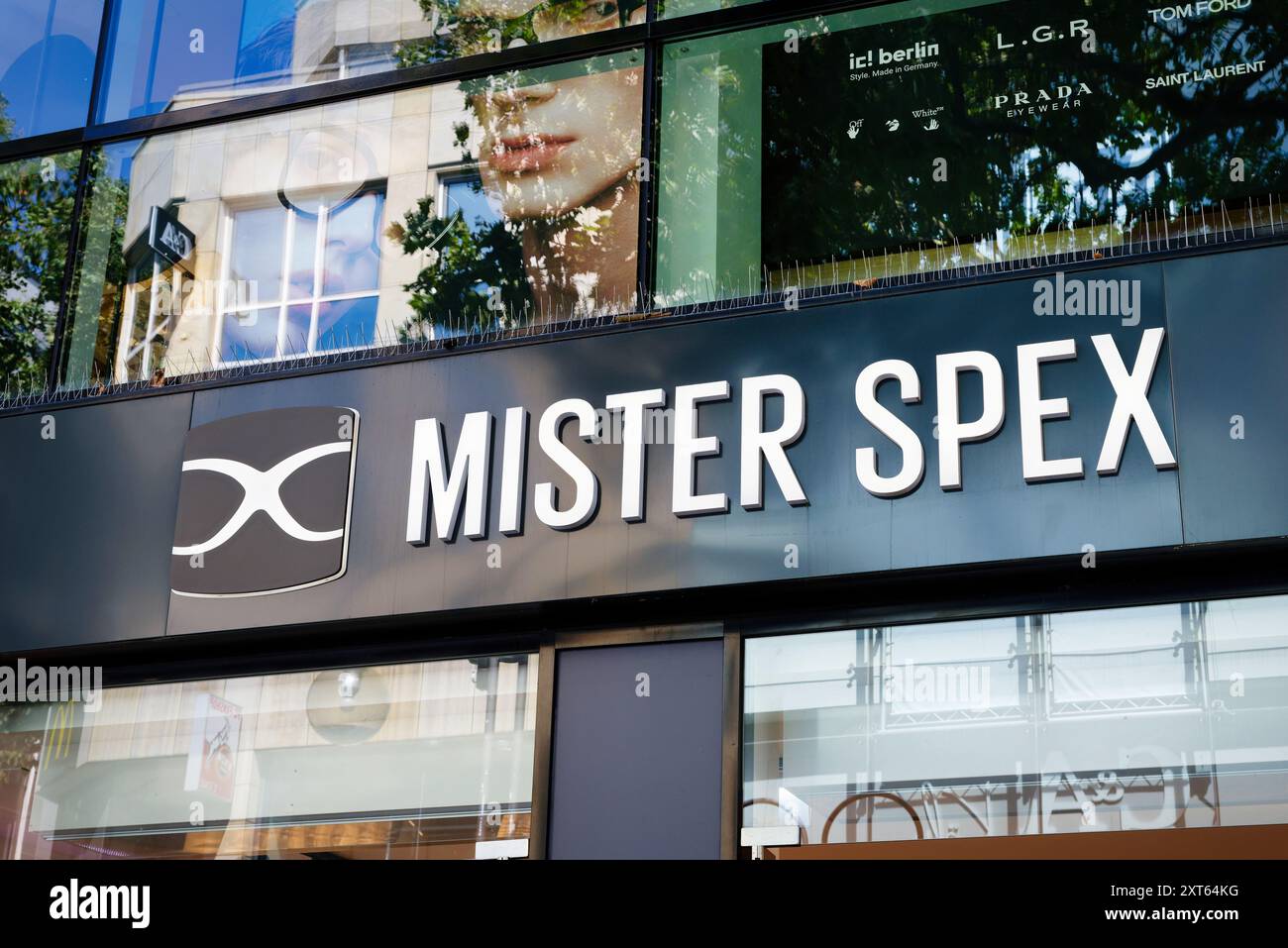 Cologne, Germany, August 12, 2024: Mister Spex store advertising sign ...