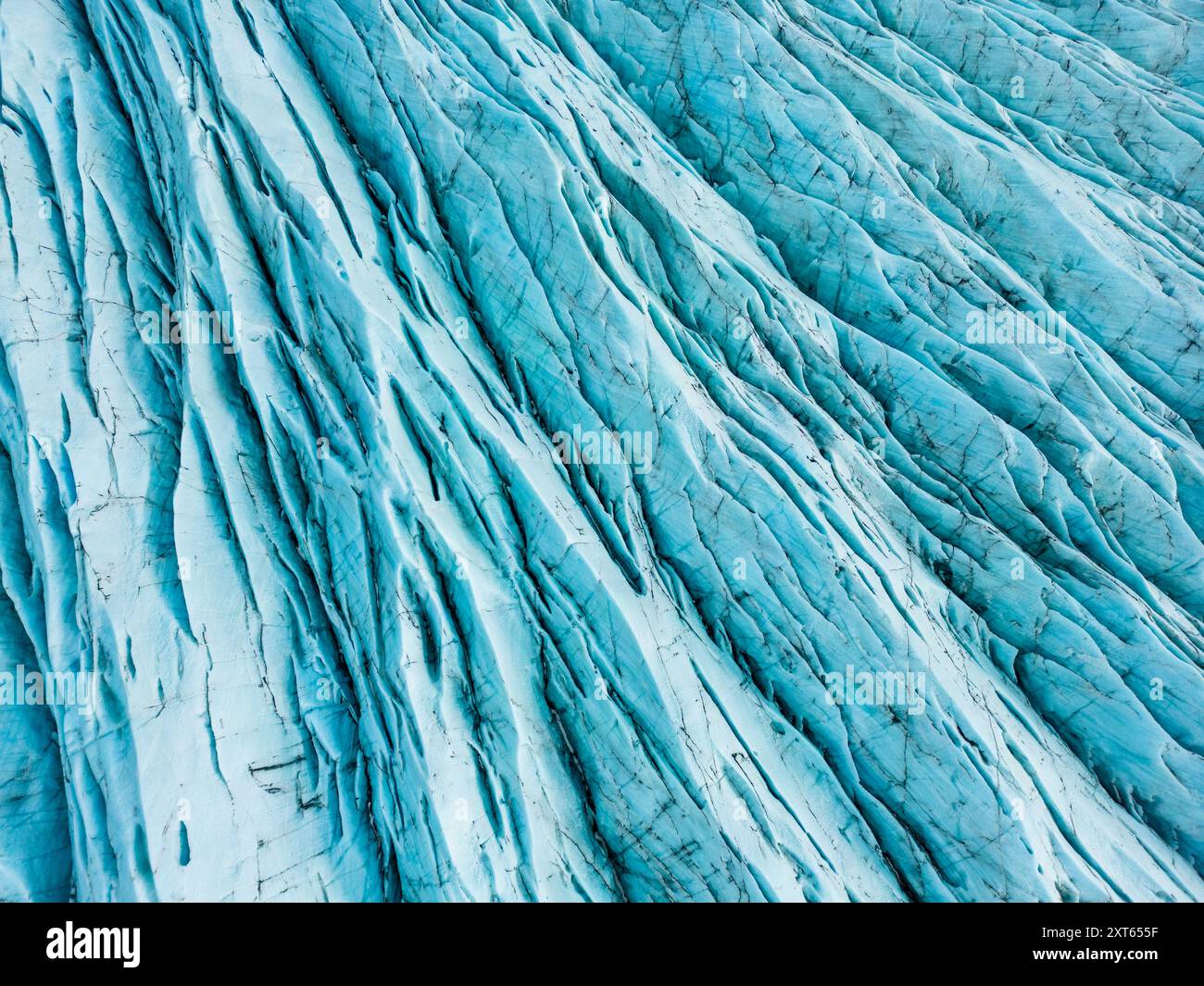Aerial view of massive ice blocks on vatnajokull glacier in iceland ...