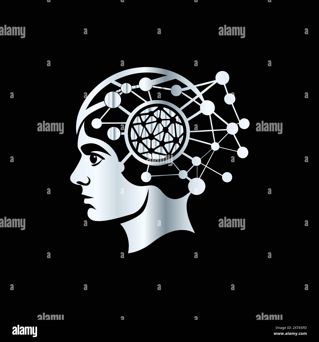 Machine learning concept face brain Stock Vector Images - Alamy