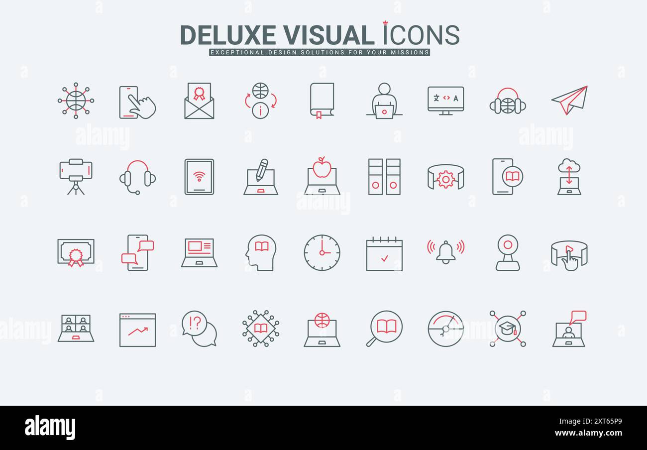 Online education, study and instructions, tutorials line icons set ...