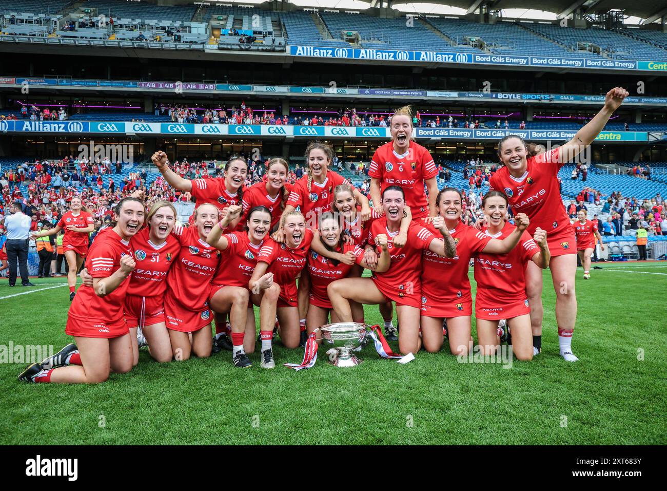 August 11tth, 2024, Cork players celebrate their All Ireland Camogie ...