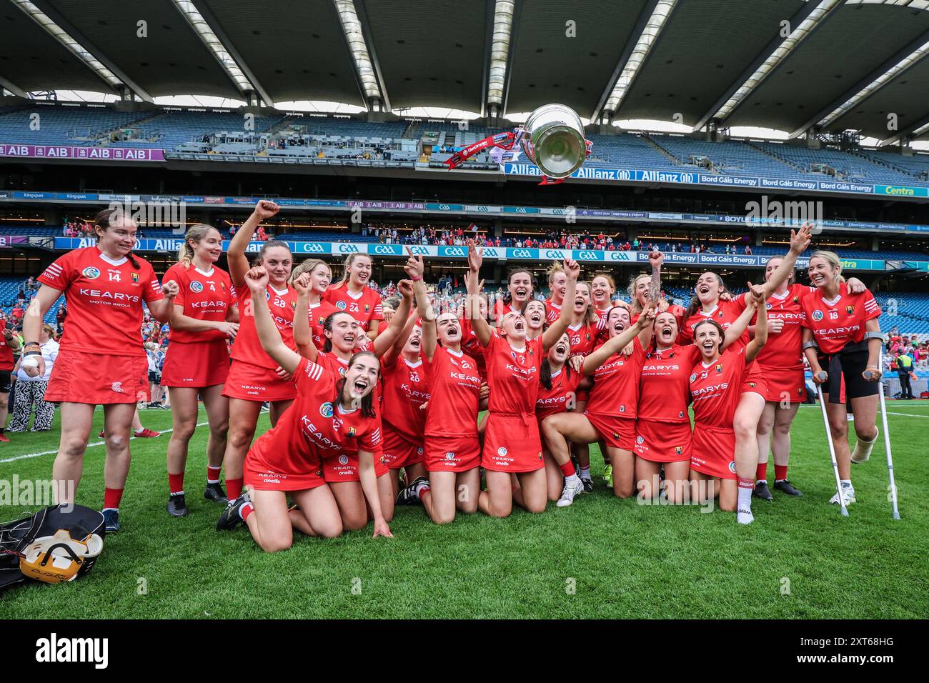 August 11tth, 2024, Cork players celebrate their All Ireland Camogie ...