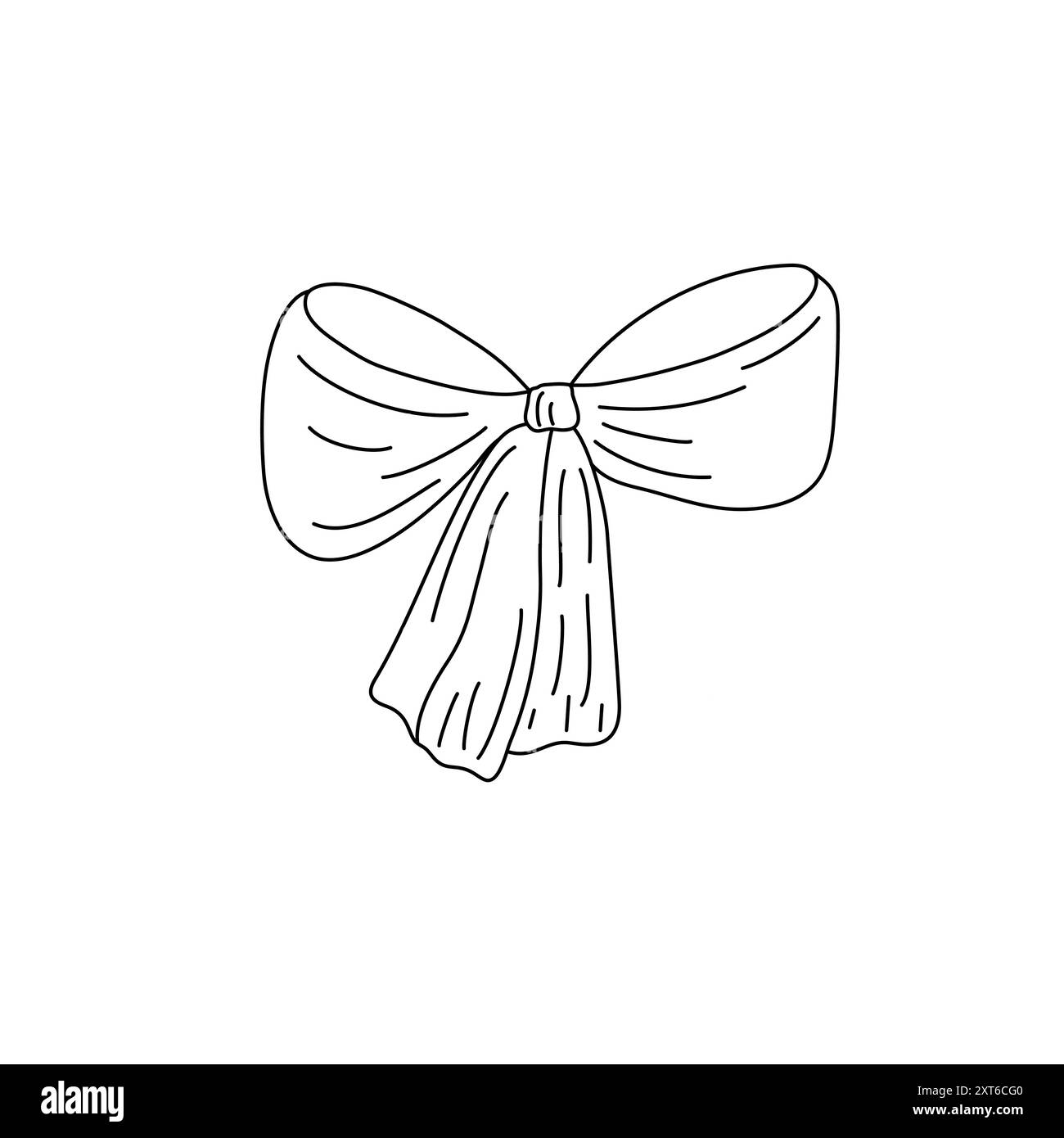 Bow simple doodle outline festive contour hand drawn vector ...