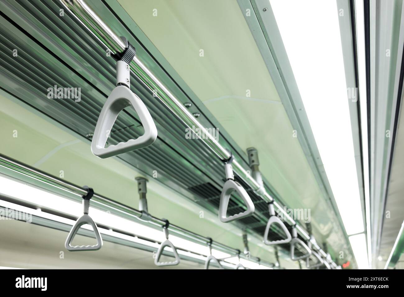 Close Up Train, Subway or Metro Hanging Hand Rail. Handrail for ...