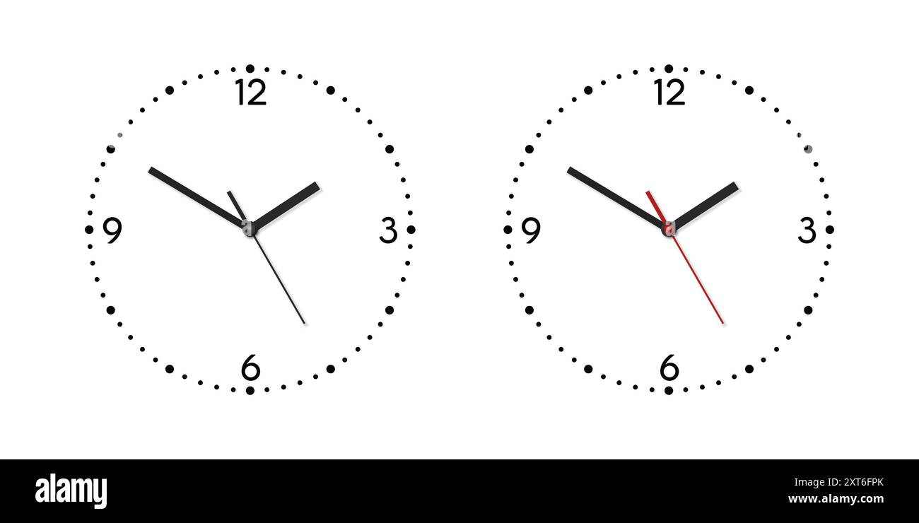 Vector 3d Realistic Wall Office Clock Face Set. White and Black Dial ...