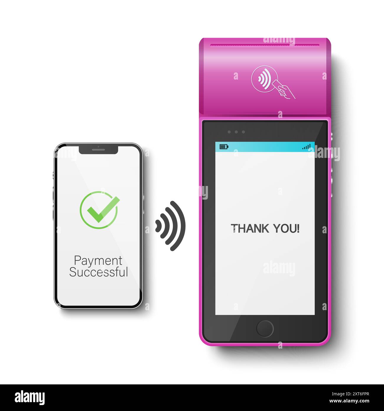 Vector 3D Realistic NFC Payment Terminal and Smartphone. Successful ...