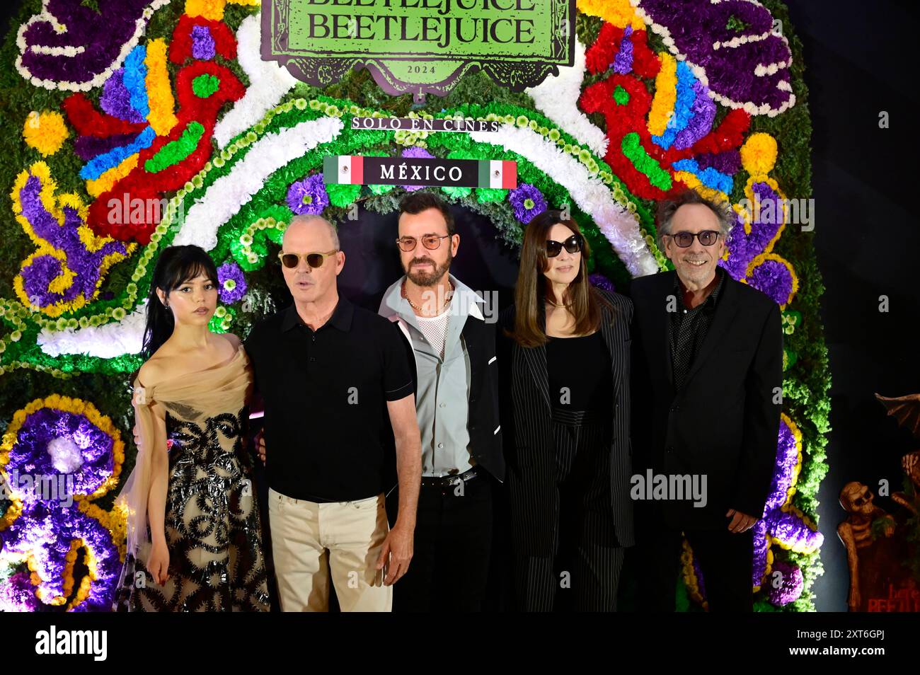 Mexico City, Mexico. 13th Aug, 2024. (L-R) Jenna Ortega, Michael Keaton ...