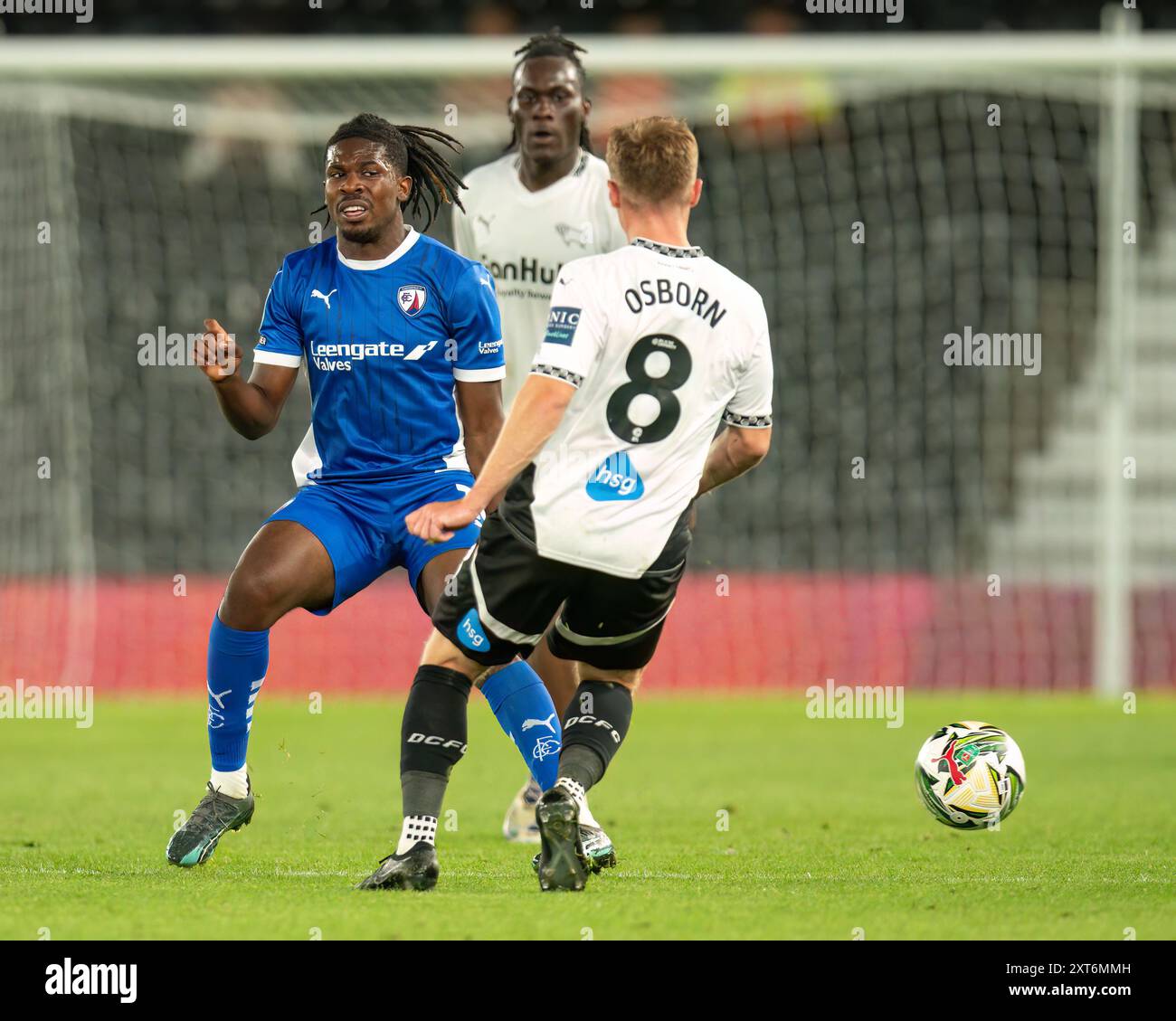 Lewis GORDON of Chesterfield FC defends against attack from Ben OSBORN ...