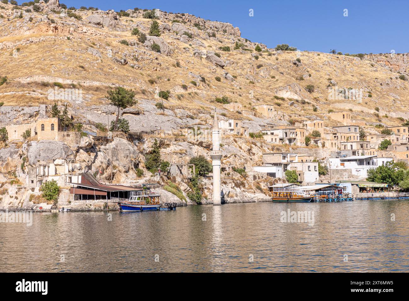 Halfeti Village with sunken mosque in Sanliurfa Province of Turkey ...