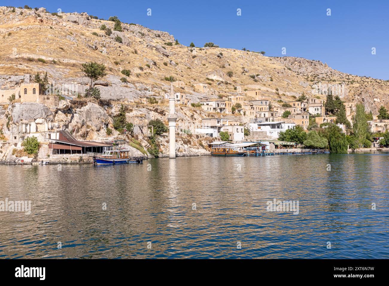 Halfeti Village with sunken mosque in Sanliurfa Province of Turkey ...
