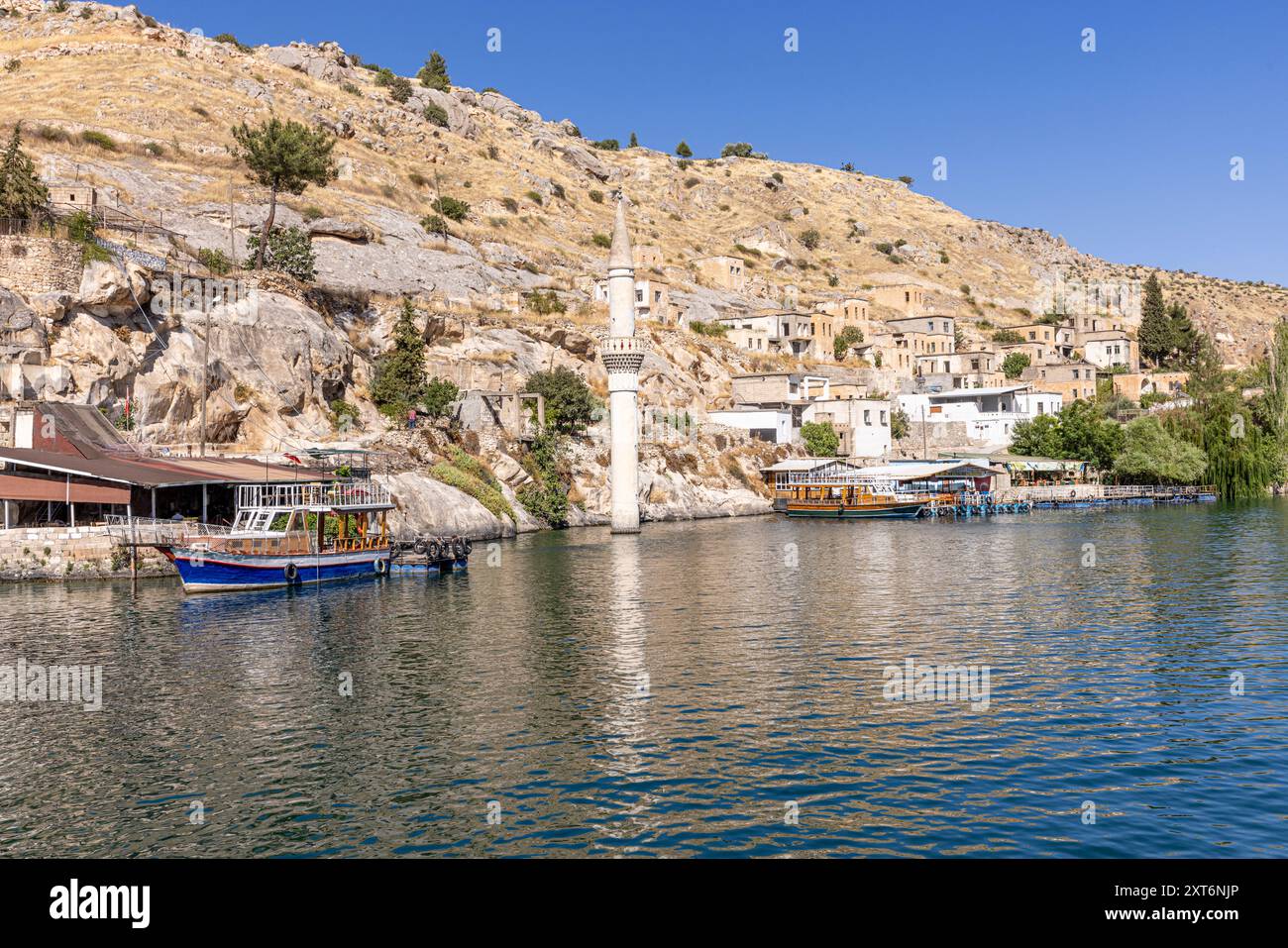 Halfeti Village with sunken mosque in Sanliurfa Province of Turkey ...