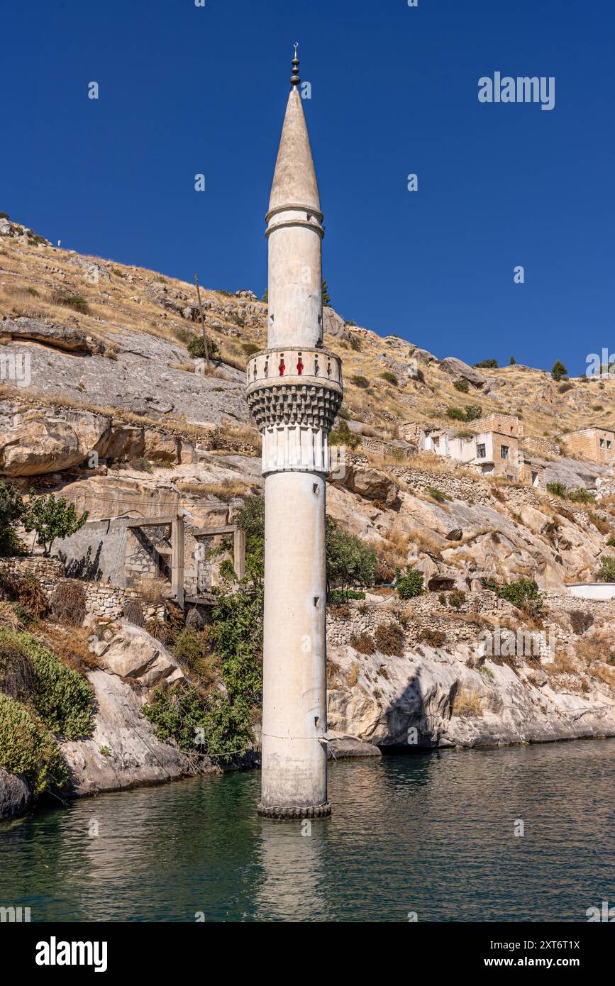 Halfeti Village with sunken mosque in Sanliurfa Province of Turkey ...