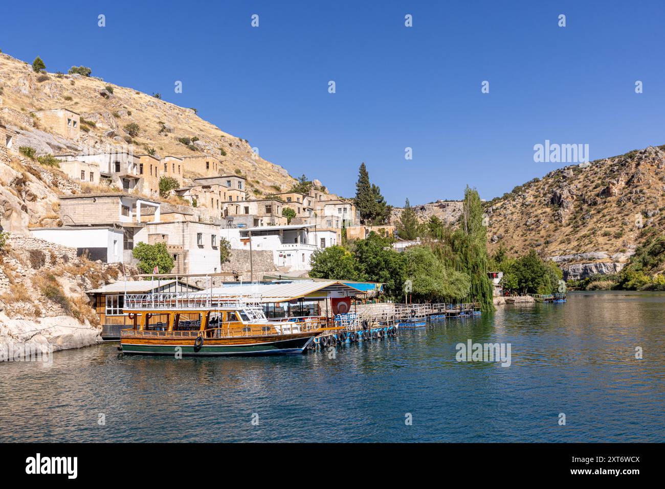 Halfeti Village with sunken mosque in Sanliurfa Province of Turkey ...