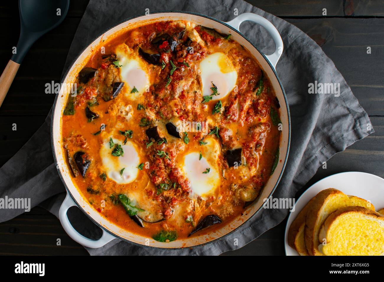 Eggplant Parmigiana Shakshuka in a Large Braising Pan: Vegetarian ...