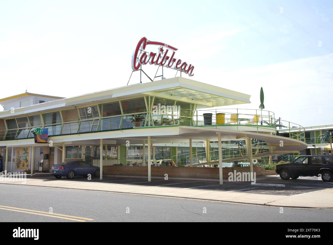 Wildwood hotel features iconic 1950's doo-wop resort architecture, with sweeping curves, bright ...