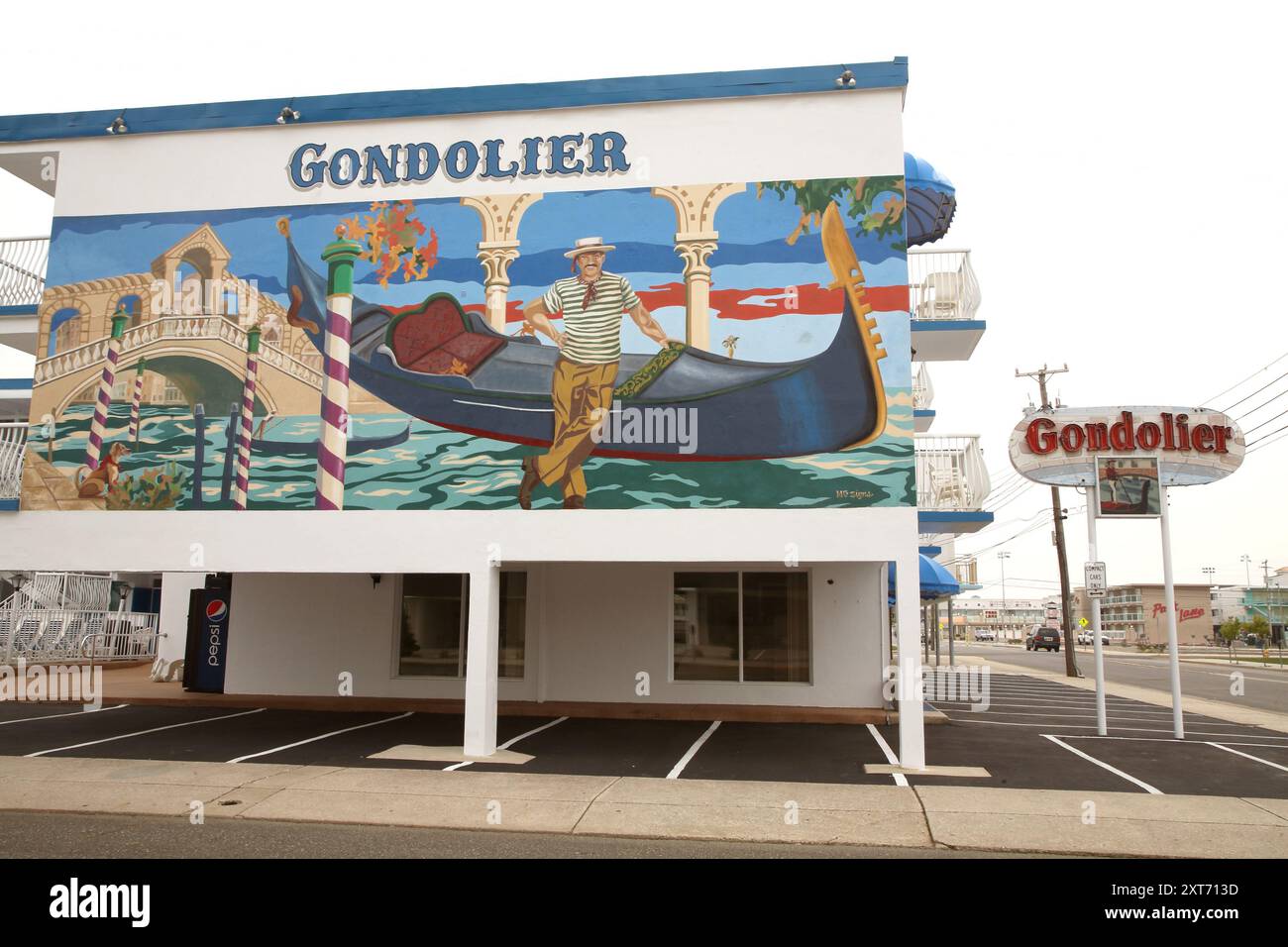 Wildwood hotel mural iconic 1950's doo-wop resort architecture, with ...