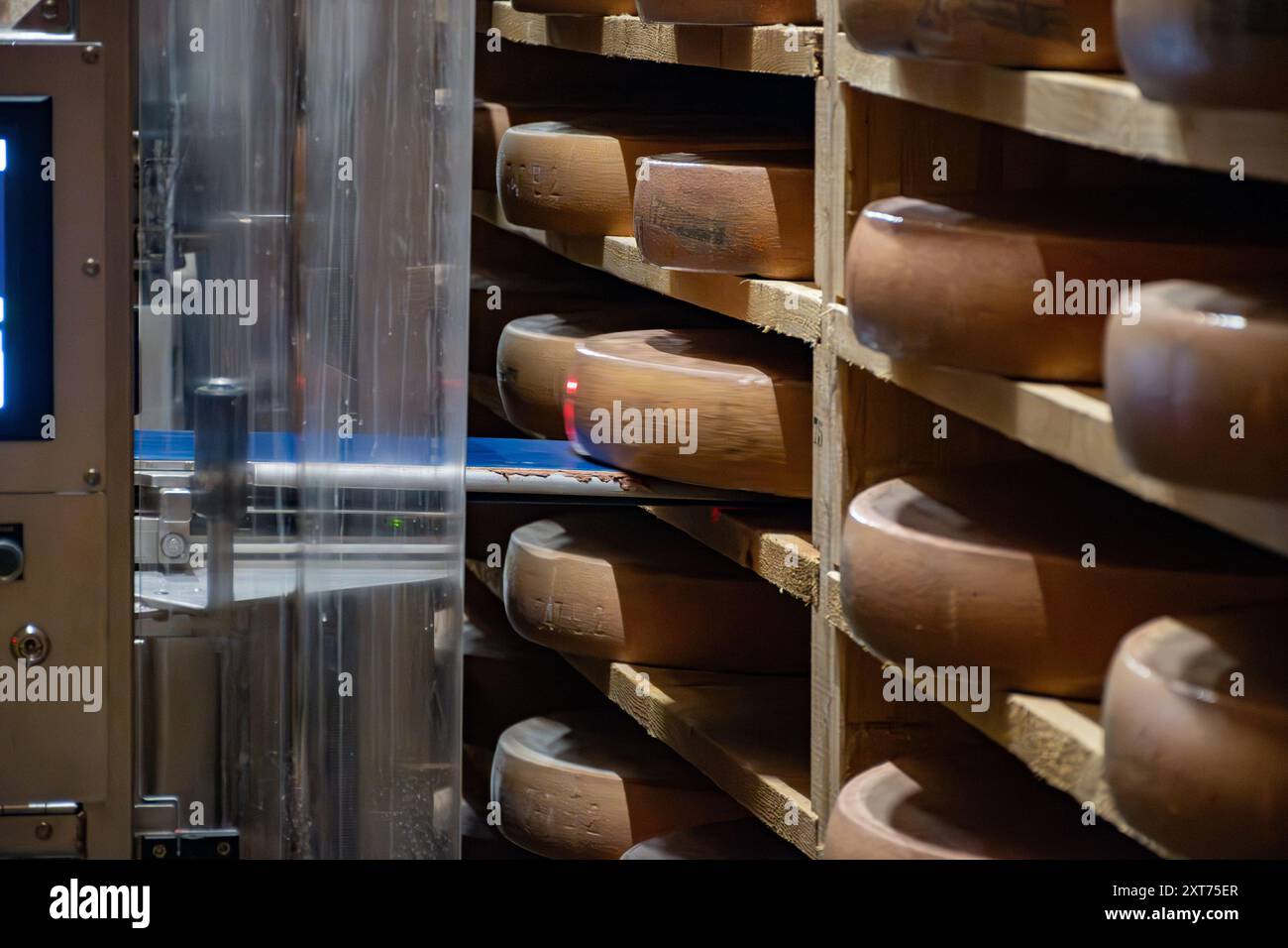 Aging rooms with many shelves in cheese caves, central location for ...