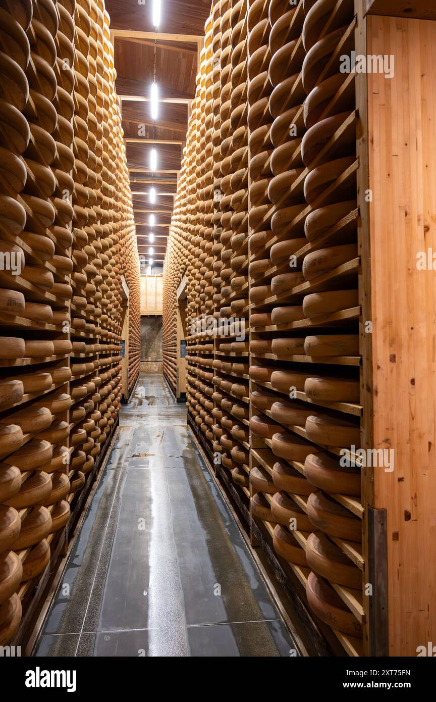Aging rooms with many shelves in cheese caves, central location for ...